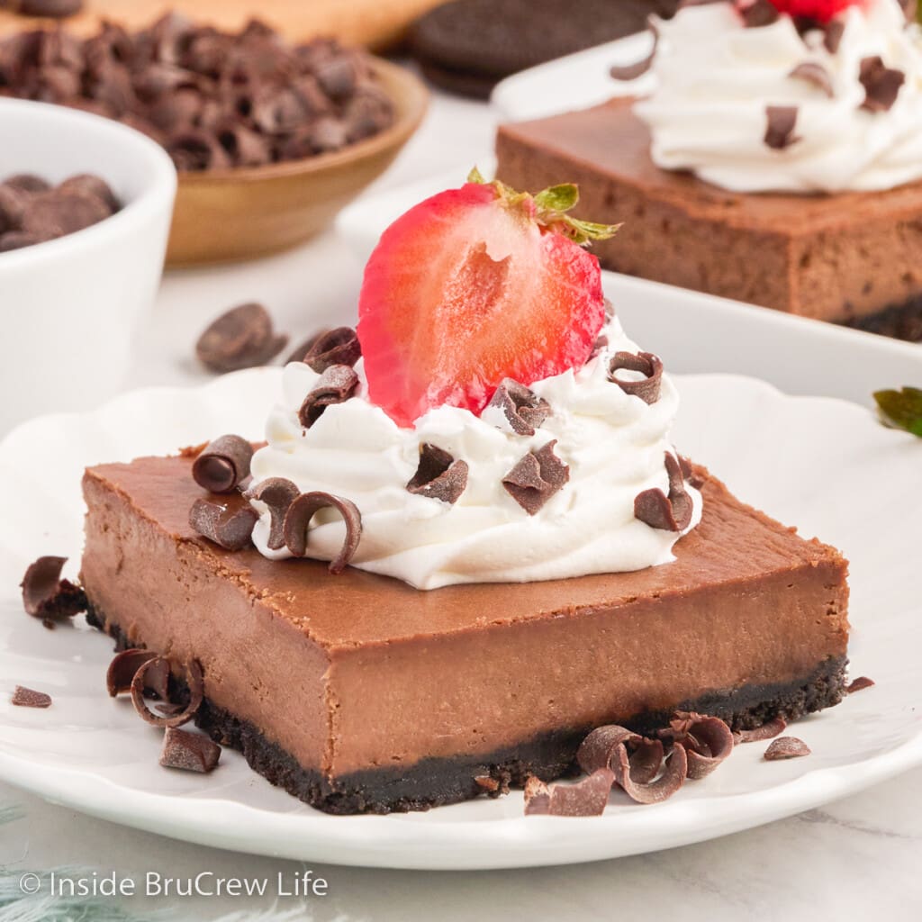 Easy Chocolate Cheesecake Bars - Inside BruCrew Life