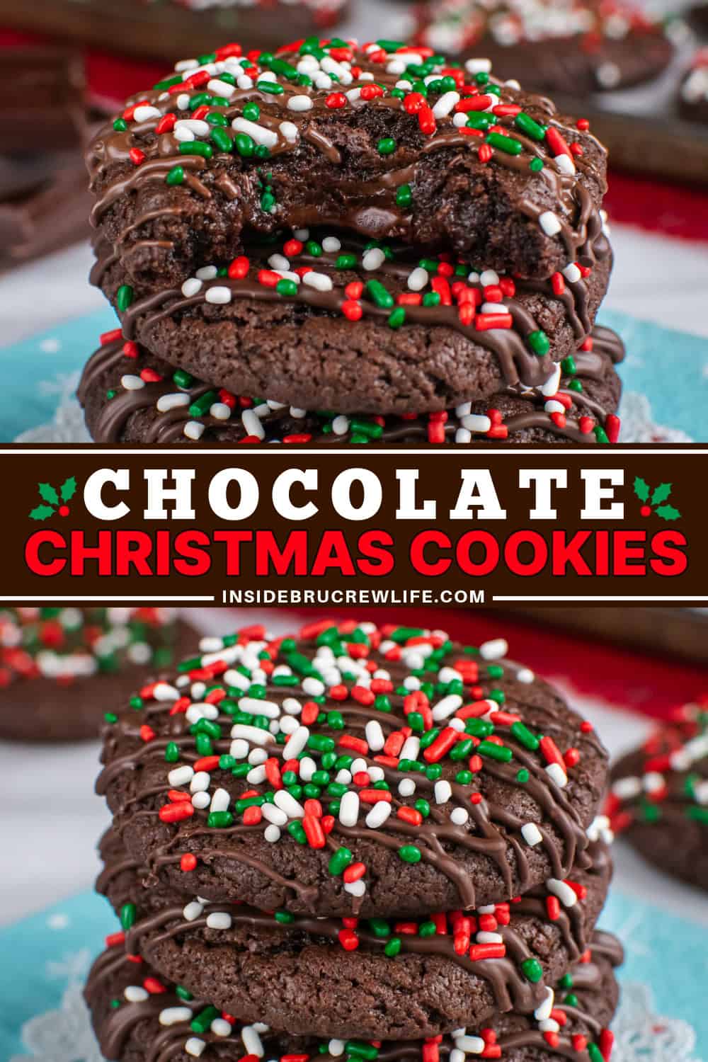 Triple Chocolate Christmas Cookies with Chocolate Inside | Inside ...