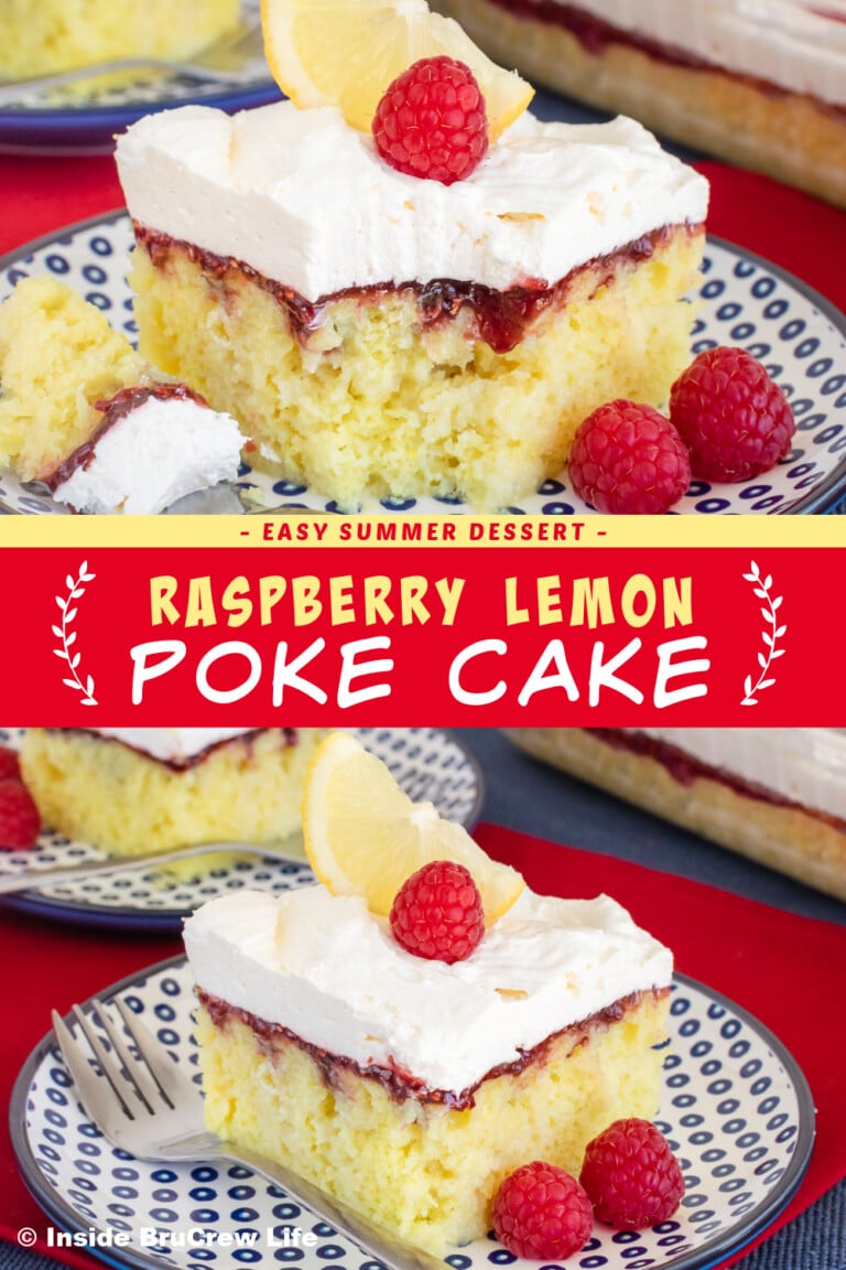 Raspberry Lemon Poke Cake - Inside BruCrew Life