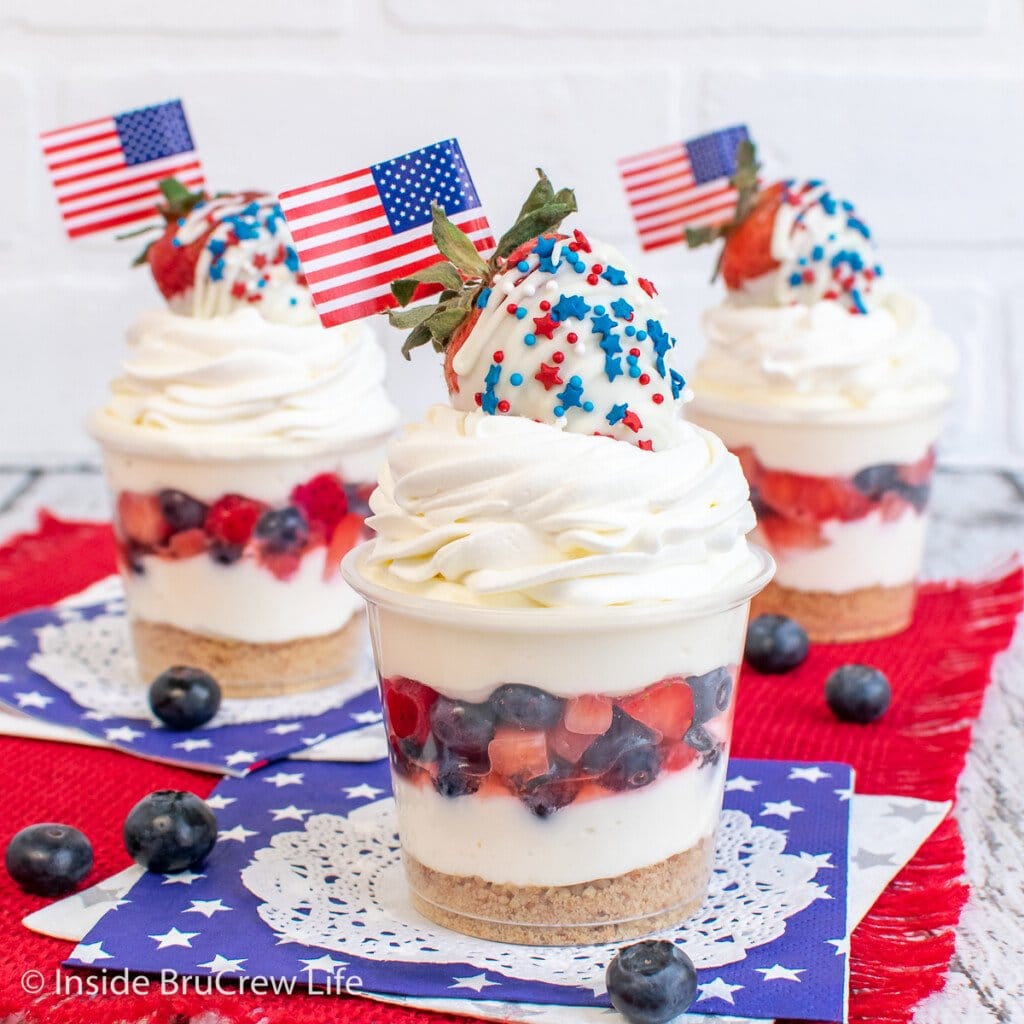 Red White and Blue Cheesecake Parfaits - Inside BruCrew Life