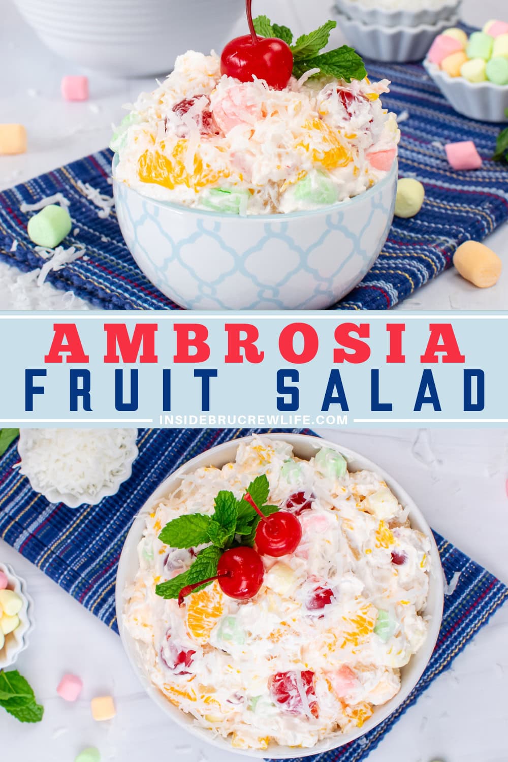 Easy Ambrosia Fruit Salad with Cool Whip - Inside BruCrew Life