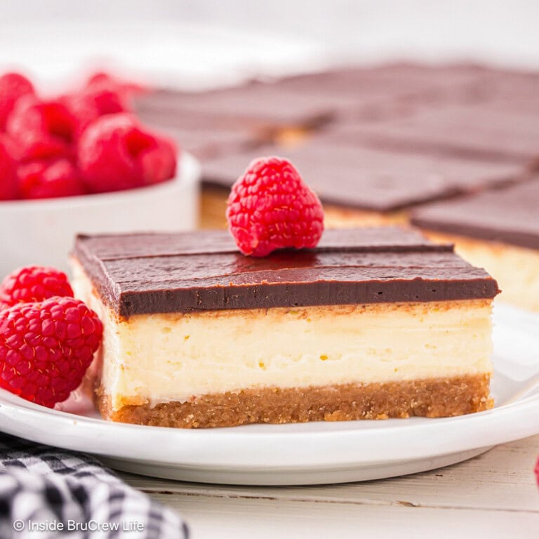 Easy Cheesecake Bars Recipe - Inside BruCrew Life