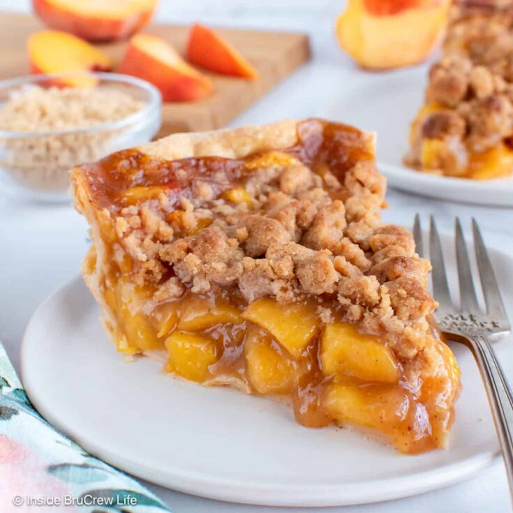 Fresh Peach Pie with Crumble Topping - Inside BruCrew Life